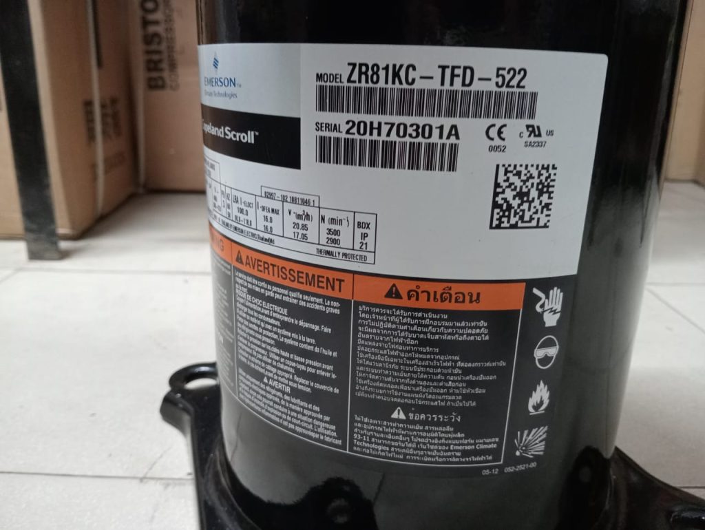 Copeland Scroll Compressor Capacity 6 Ton Model ZR81KC-TFD-522 R22 ...
