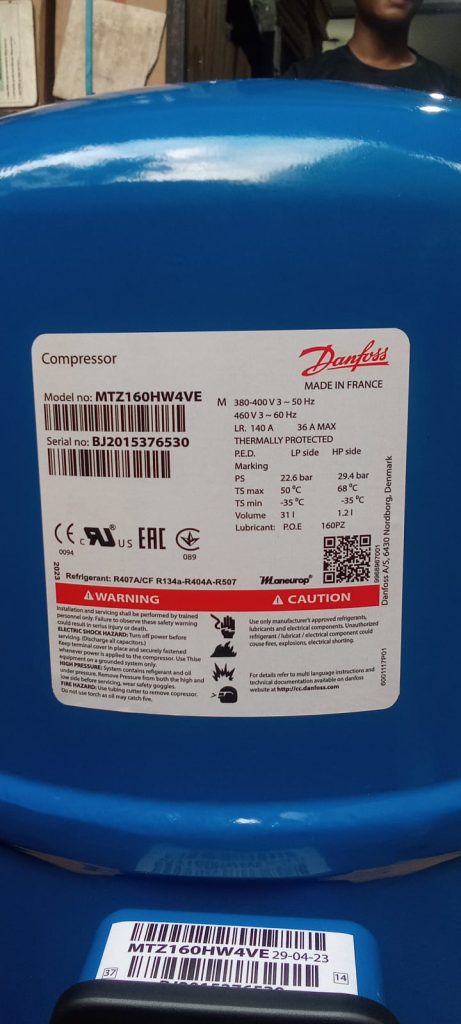 Danfoss Reciprocating Compressor Capacity 11 Ton Multi Gas Model MTZ160HW4AVE | Cool N Fresh
