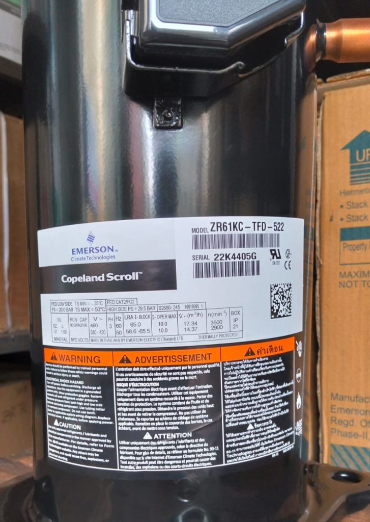 Copeland Scroll Compressor Capacity 4.25 Ton Model ZR61KC-TFD-522 R22 ...