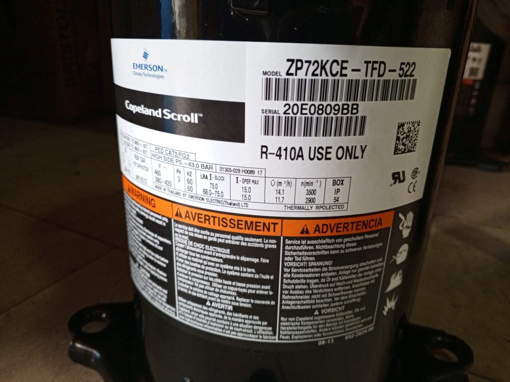 Copeland Scroll Compressor Capacity 5 Ton Model ZP72KCE-TFD-522 R410A | Cool N Fresh