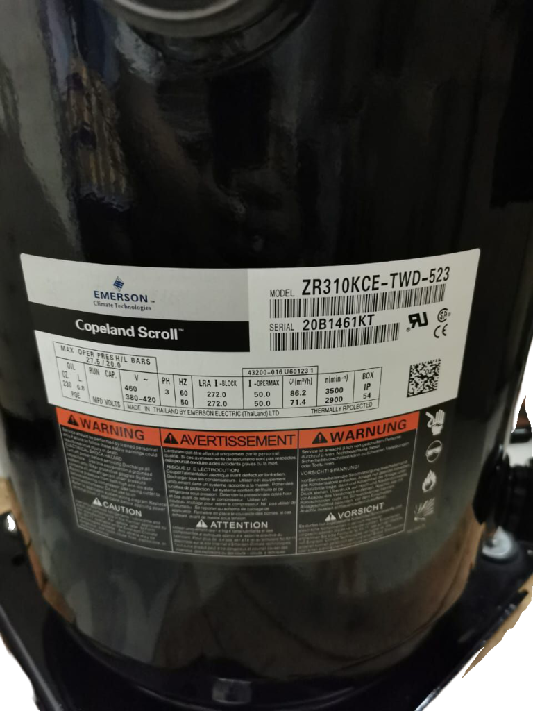 Copeland Scroll Compressor Capacity 21 Ton Model ZR310KC-TFD-522 R22 ...